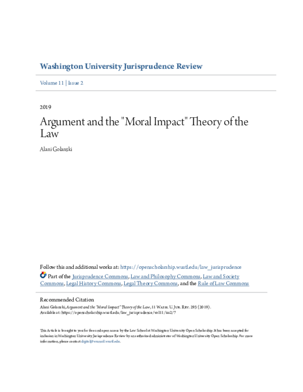 (PDF) Argument and the "Moral Impact" Theory of the Law
