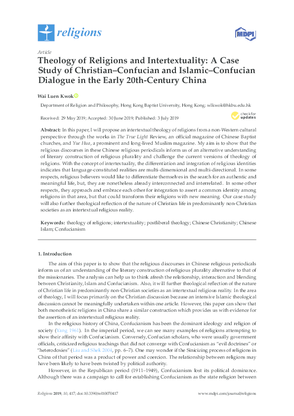 (PDF) Theology of Religions and Intertextuality: A Case Study of ...