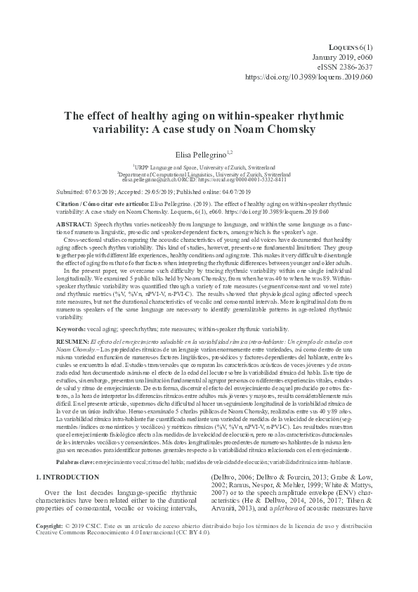 (PDF) The effect of healthy aging on within-speaker rhythmic ...