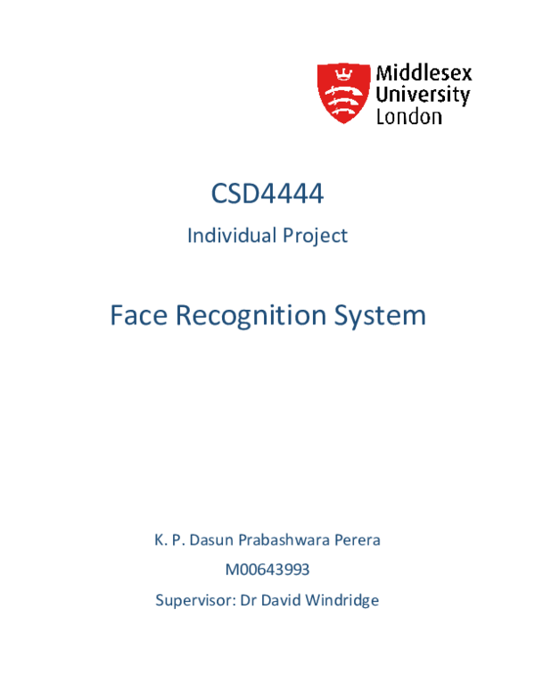 Doc Face Recognition System Pca Eigenface And Euclidean Distance Approach