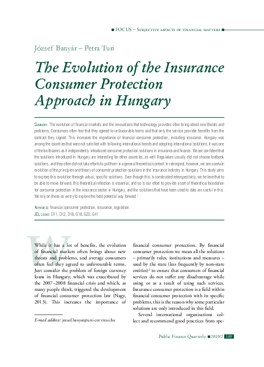 (PDF) The Evolution of the Insurance Consumer Protection Approach in ...