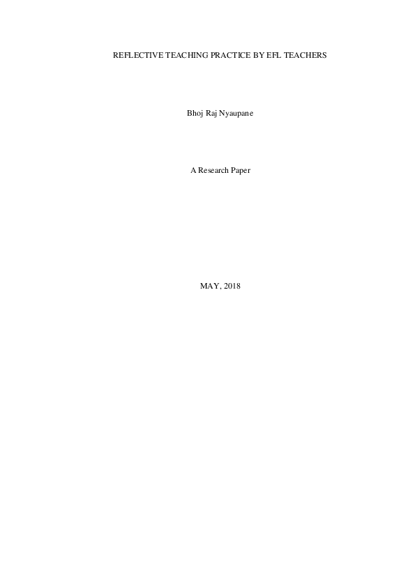 (PDF) REFLECTIVE TEACHING PRACTICE BY EFL TEACHERS