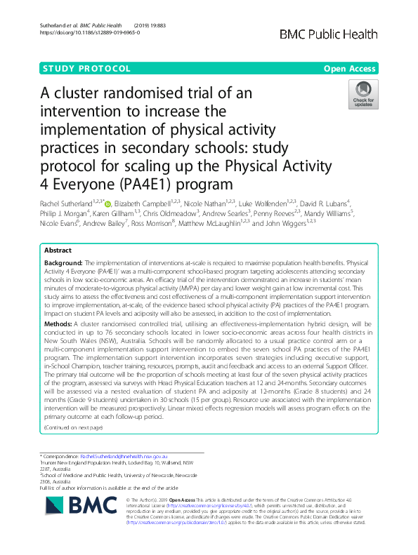 (PDF) A cluster randomised trial of an intervention to increase the implementation of physical ...