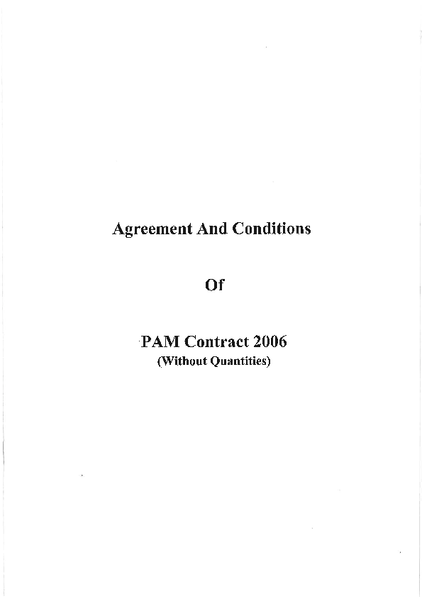 (PDF) Malaysia PAM Standard Form Of Contract 2006 (wthout Qty)