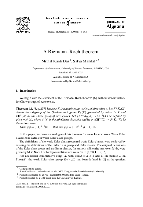 (PDF) A Riemann–Roch theorem