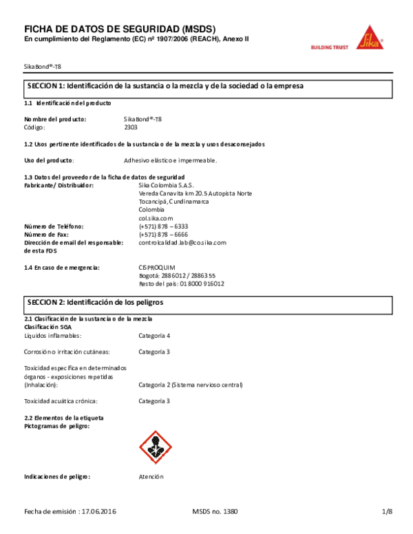 (PDF) FICHA DE DATOS DE SEGURIDAD (MSDS
