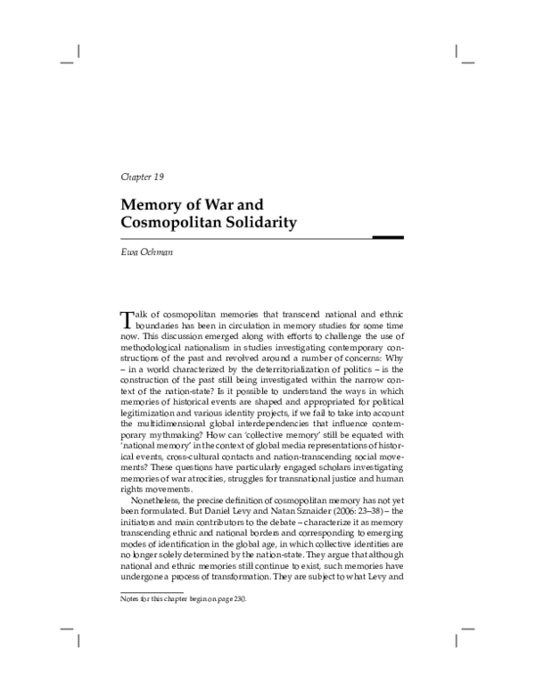 (PDF) ‘Memory of War and Cosmopolitan Solidarity’, in Whose Cosmopolitanism? Critical ...