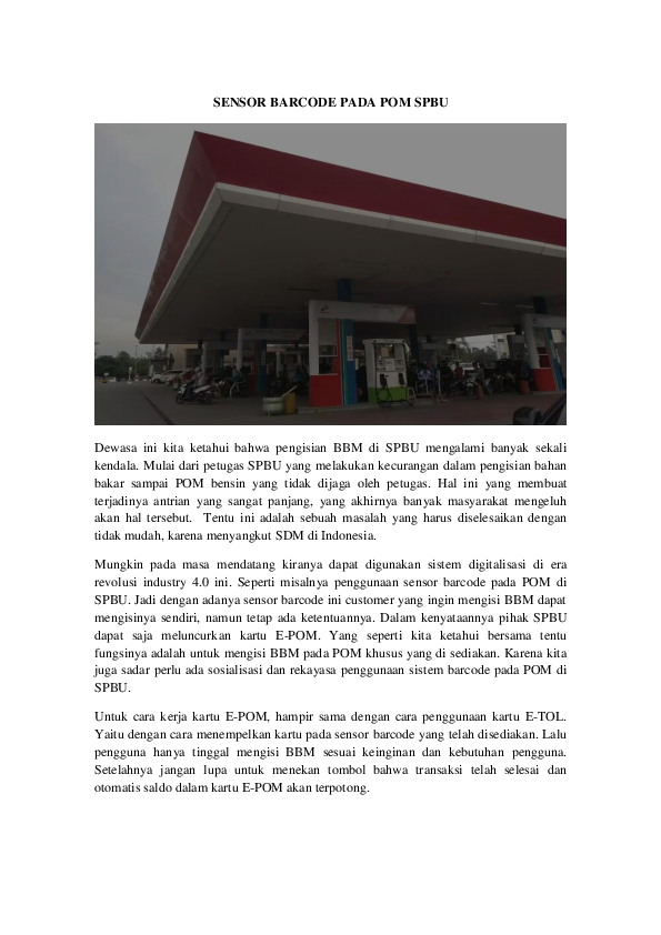 (DOC) SENSOR BARCODE PADA POM SPBU PTI