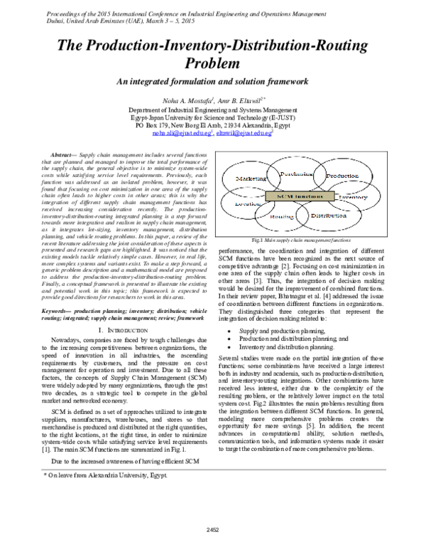 Pdf The Production Inventory Distribution Routing Problem An Integrated Formulation And