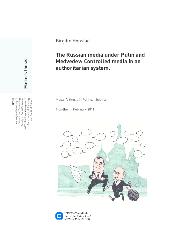 (PDF) The Russian media under Putin and Medvedev: Controlled media in ...