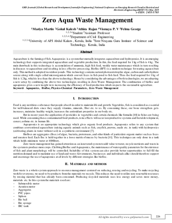 (PDF) Zero Aqua Waste Management