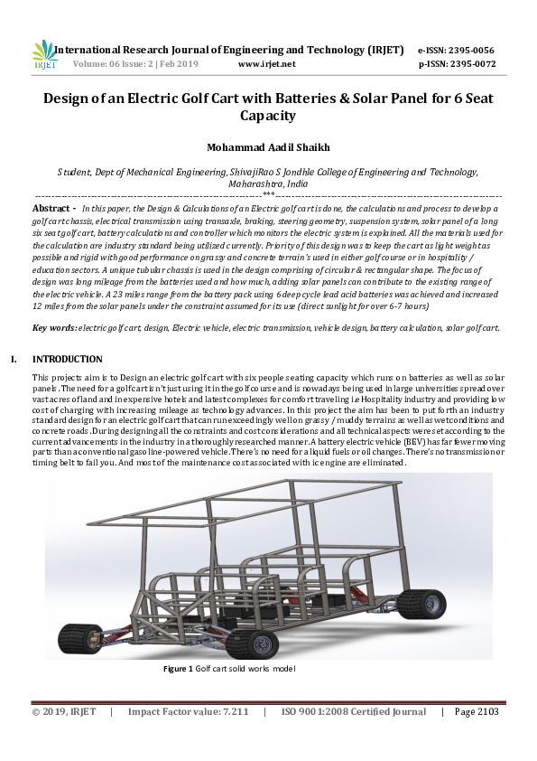 (PDF) IRJET- Design of an Electric Golf Cart with Batteries & Solar ...