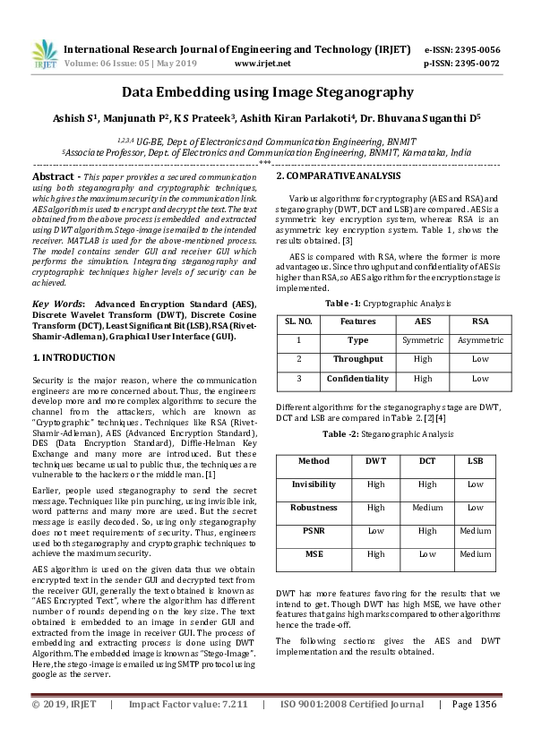 (PDF) IRJET- Data Embedding using Image Steganography