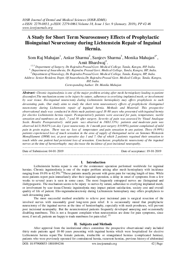 (PDF) A Study for Short Term Neurosensory Effects of Prophylactic ...