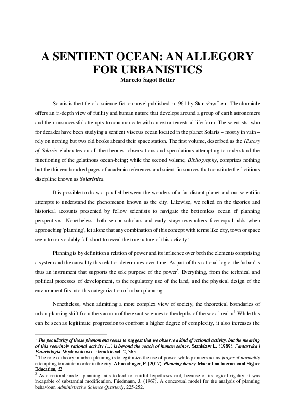 (PDF) Urban Planning Insights from Solaris