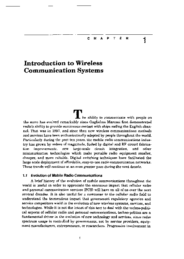 (PDF) Introduction to Wireless Communication Systems