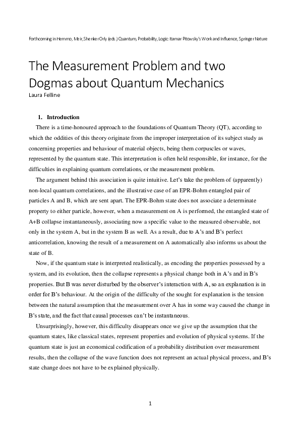 (DOC) The Measurement Problem and two Dogmas about Quantum Mechanics