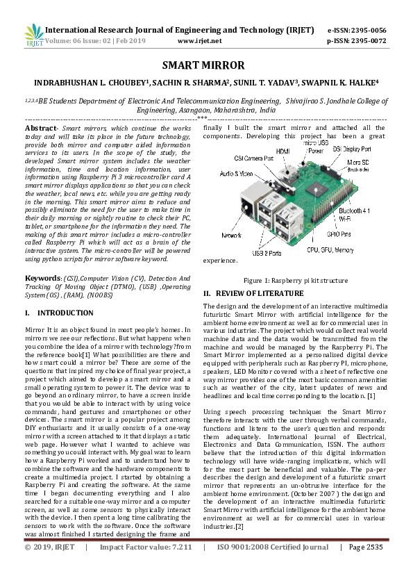 (PDF) IRJET- SMART MIRROR