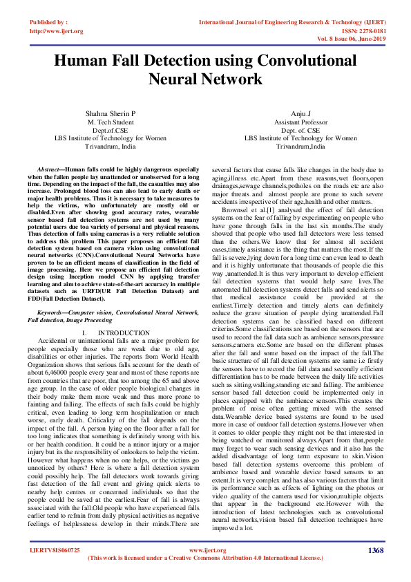 (PDF) IJERT-Human Fall Detection using Convolutional Neural Network ...