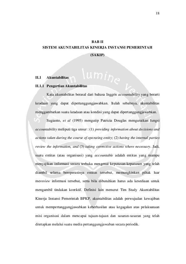 (PDF) BAB II SISTEM AKUNTABILITAS KINERJA INSTANSI PEMERINTAH (SAKIP) II.1 Akuntabilitas II.1.1 ...
