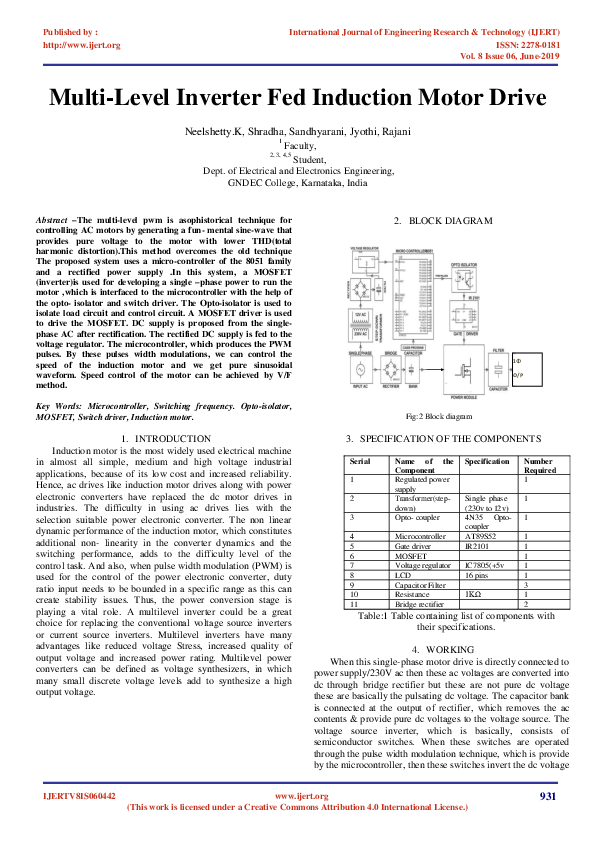 (PDF) IJERT-Multi-Level Inverter Fed Induction Motor Drive | IJERT Journal - Academia.edu