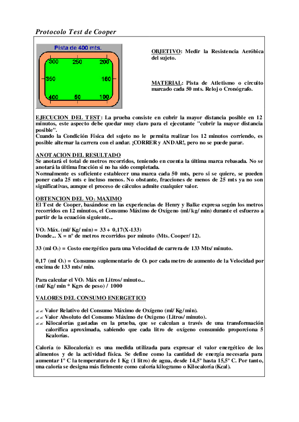 (PDF) Protocolo Test de Cooper