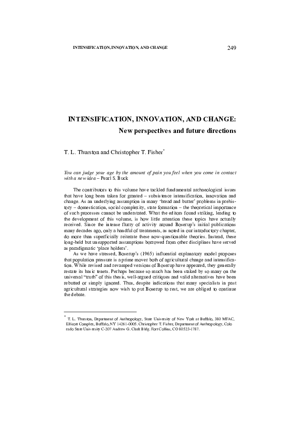 (PDF) Intensification, Innovation, and Change: New Perspectives and ...