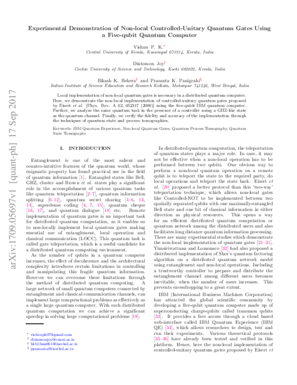 Pdf Non Local Quantum Gates On A Five Qubit Computer 3515