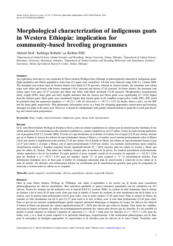 (PDF) Morphological characterization of indigenous goats
