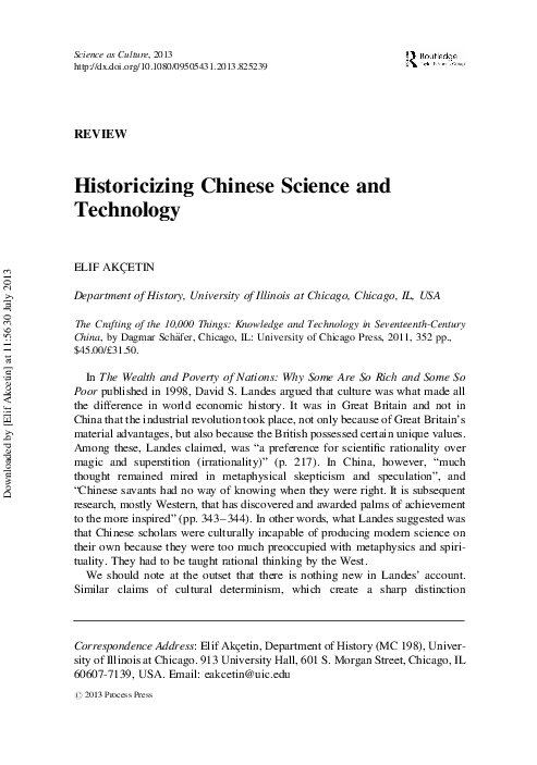 (PDF) “Historicizing Chinese Science and Technology,” review of Dagmar ...