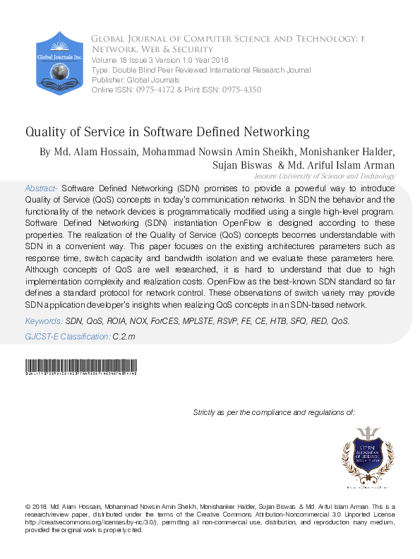 Pdf Evaluating Qos In Software Defined Networking