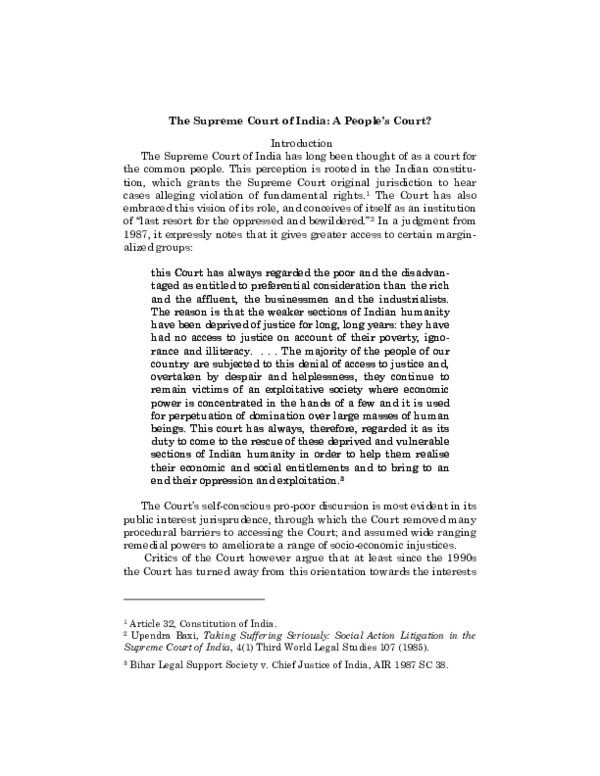(DOC) The Supreme Court of India: A People's Court