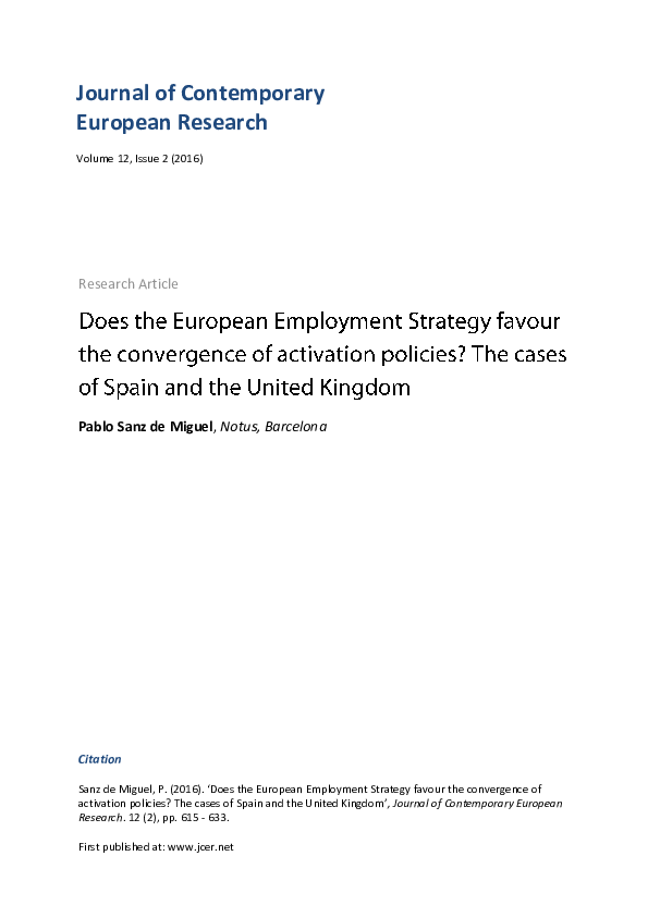 (PDF) Does the European Employment Strategy favour the convergence of ...