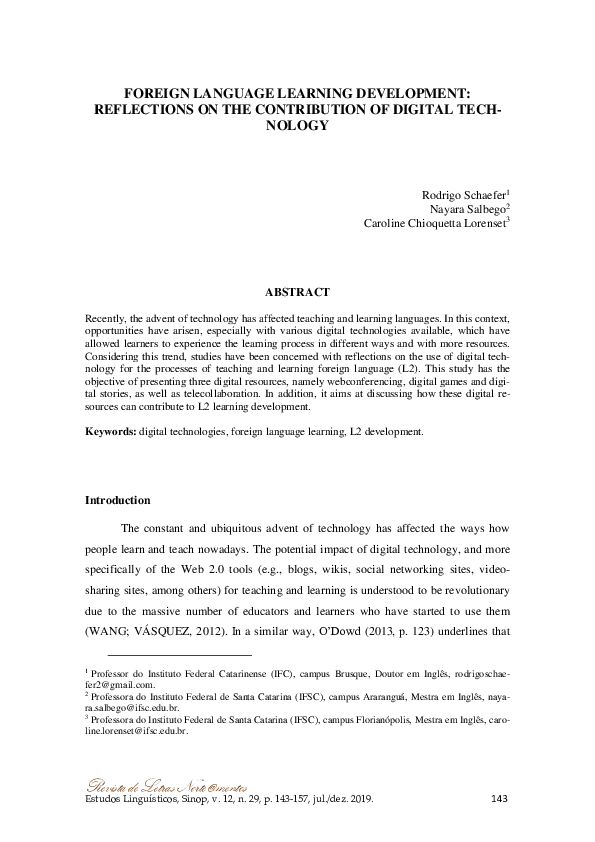 (PDF) FOREIGN LANGUAGE LEARNING DEVELOPMENT: REFLECTIONS ON THE ...