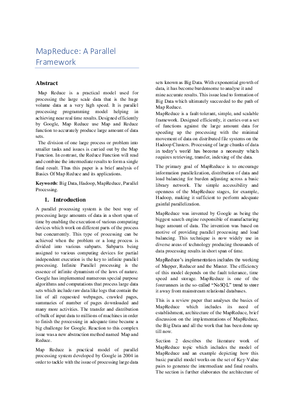 Doc Mapreduce A Parallel Framework