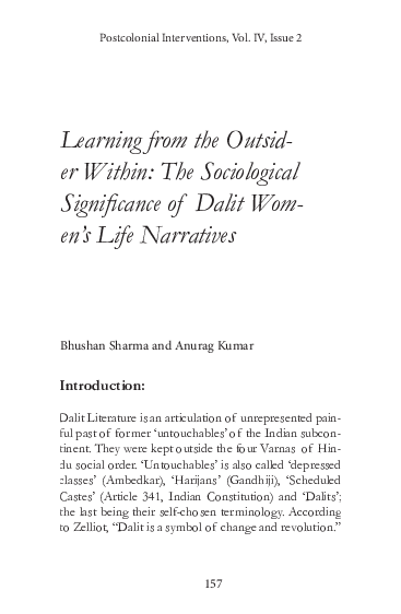 (PDF) Learning from the Outsider Within: The Sociological Significance ...