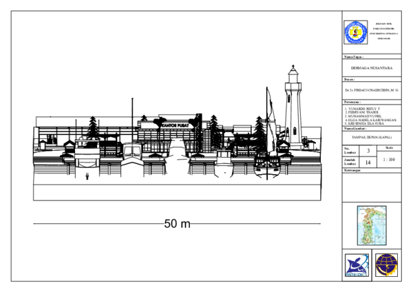 (PDF) Dermaga Nusantara - Tampak Depan(kapal) - Autocad (1:100)