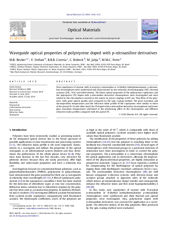 (PDF) Waveguide optical properties of polystyrene doped with p ...
