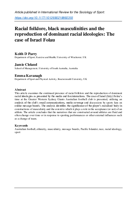 (PDF) Racial folklore, black masculinities and the reproduction of ...