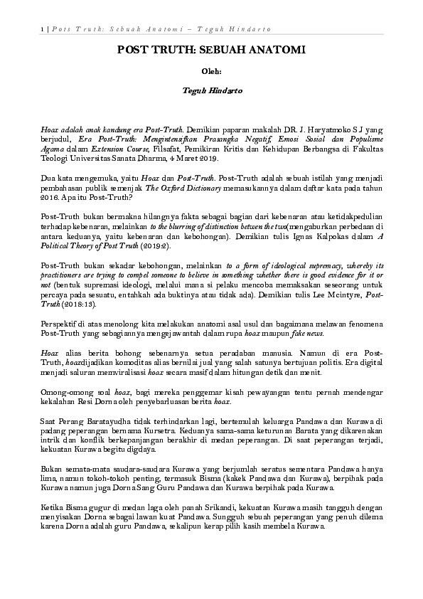 (PDF) POST TRUTH
