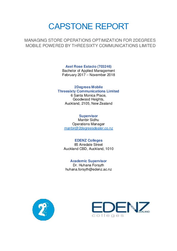 (PDF) CAPSTONE REPORT MANAGING STORE OPERATIONS OPTIMIZATION FOR ...