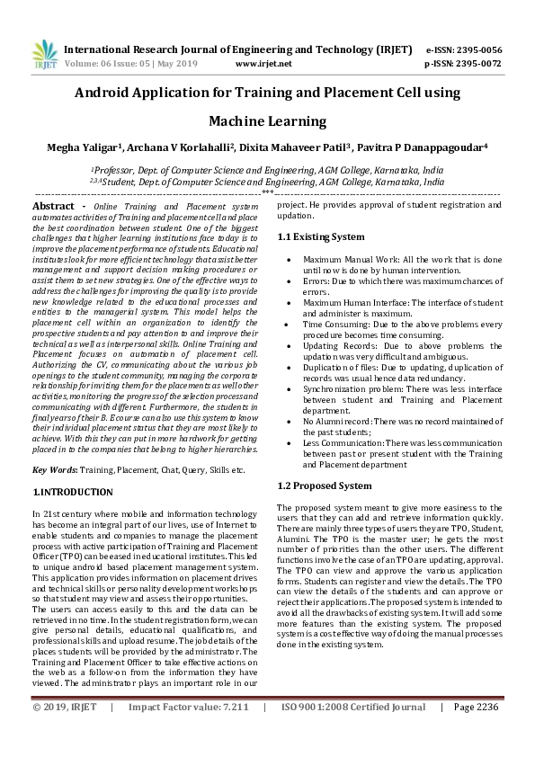 (PDF) IRJET- Android Application for Training and Placement Cell using ...