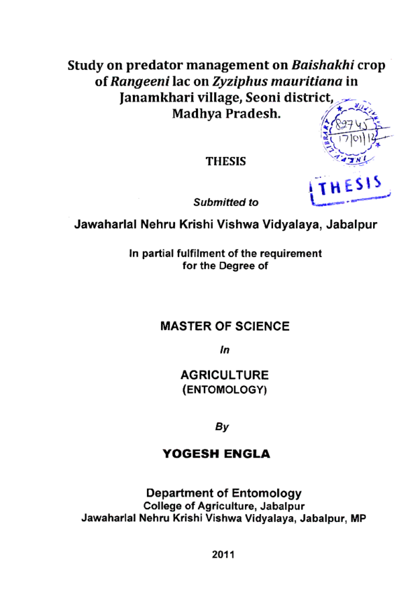 (PDF) Study on predator management on Baishakhi crop of Rangeeni lac on ...