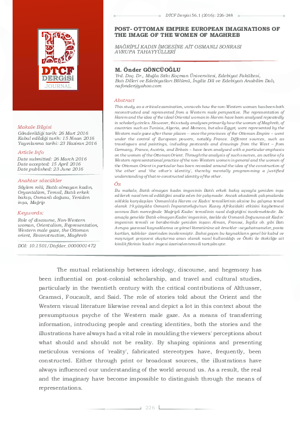 (PDF) POST-OTTOMAN EMPIRE EUROPEAN IMAGINATIONS OF THE IMAGE OF THE ...