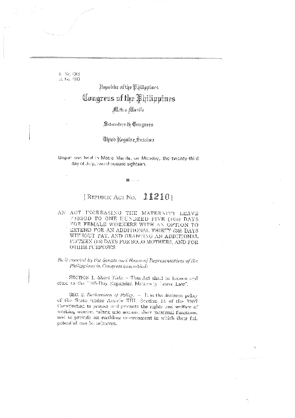 (PDF) RA 11210 - Maternity Leave