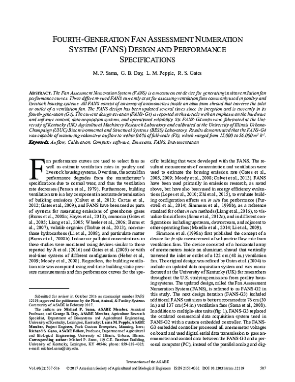 (PDF) FOURTH-GENERATION FAN ASSESSMENT NUMERATION SYSTEM (FANS) DESIGN ...