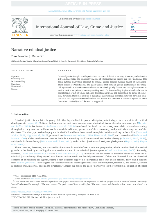 (PDF) Narrative criminal justice