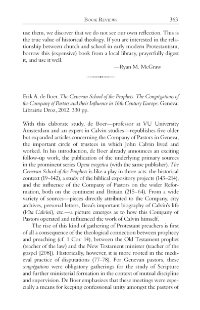 (PDF) The Genevan School of the Prophets by Erik de Boer, Puritan ...