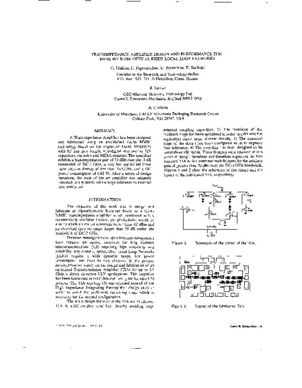 (PDF) Transimpedance amplifier design and performance for high bit rate optical fiber local loop ...