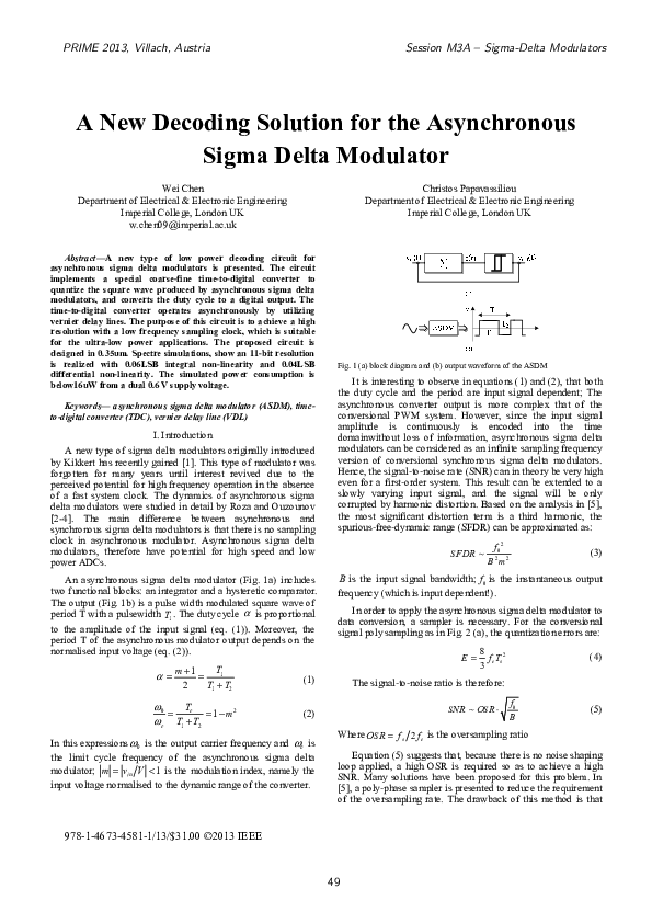 (PDF) A new decoding solution for the asynchronous sigma delta modulator